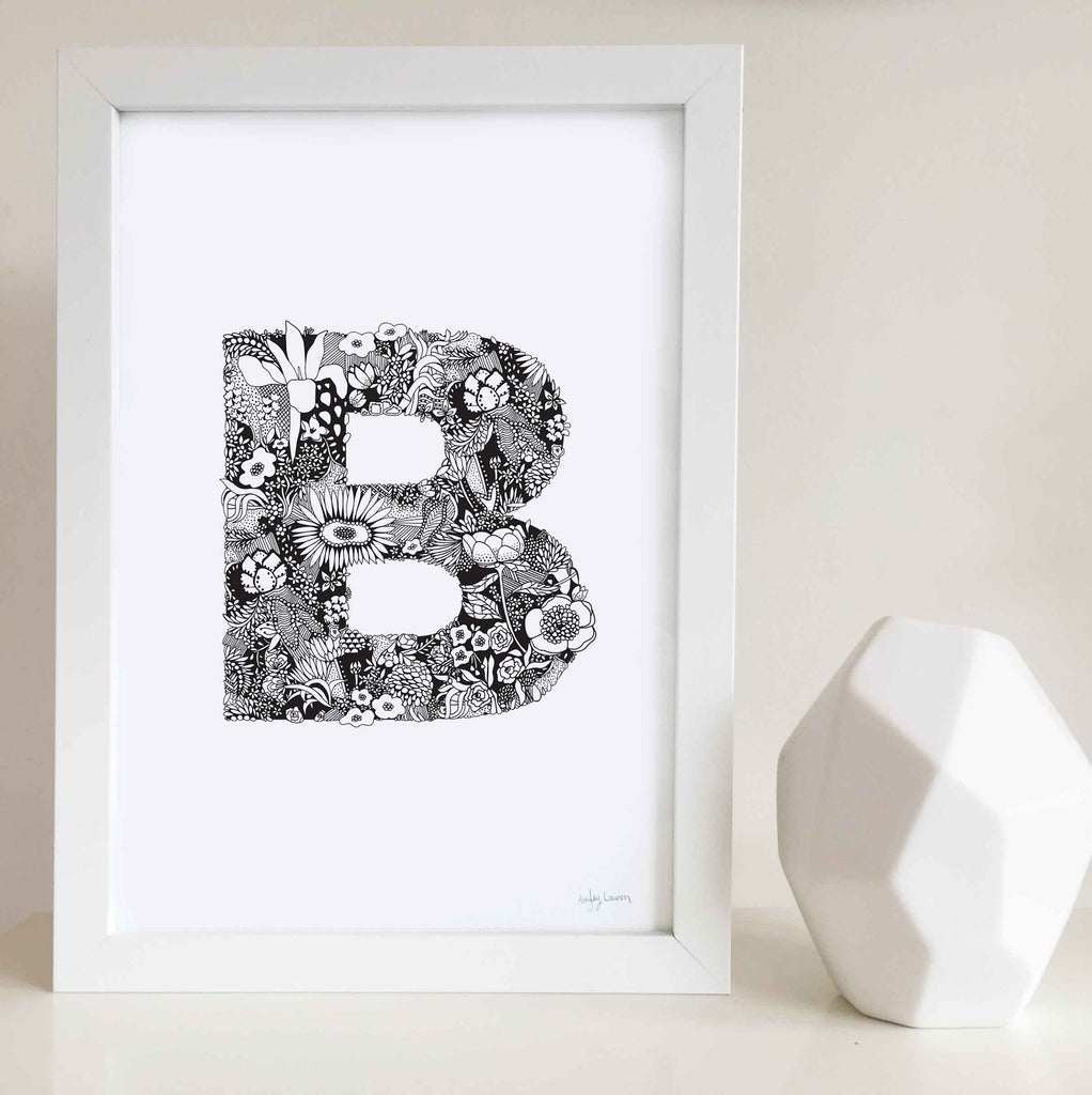 Letter B Wall Decor Letter B Personalized Split Letter Monogram With